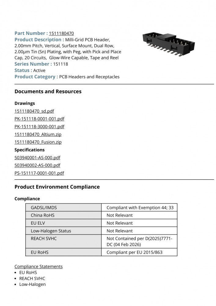 MOLEX Milli-Grid specification page 1
