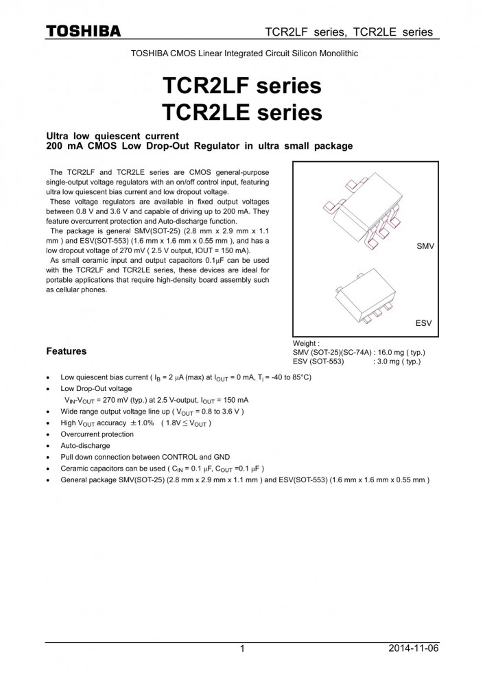TCR2LF25 datasheet page 1