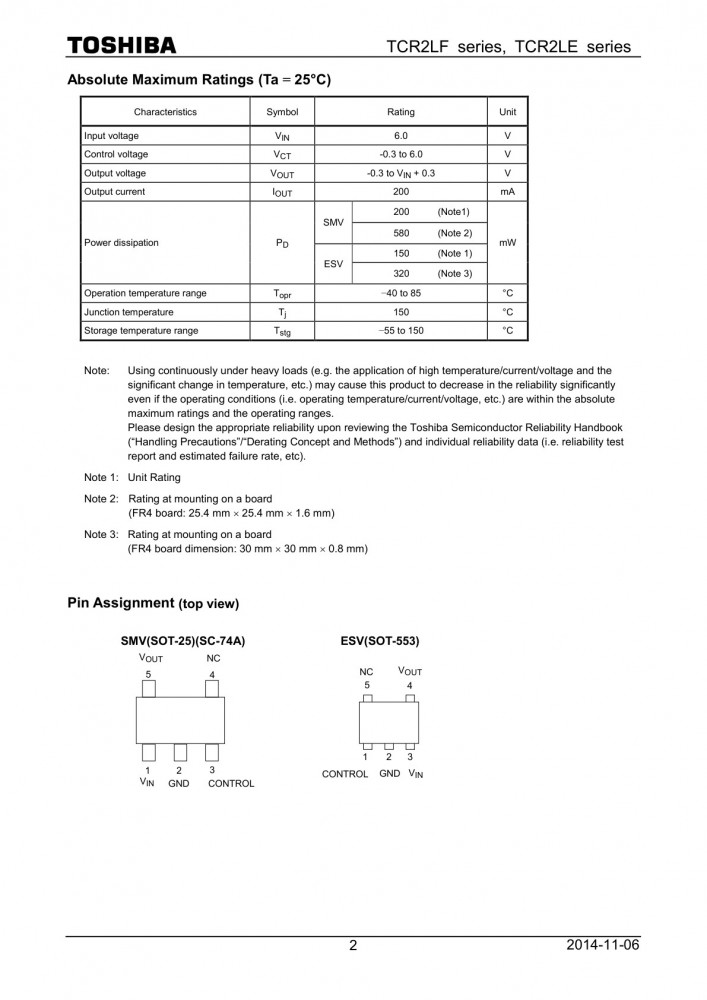 TCR2LF25 datasheet page 2