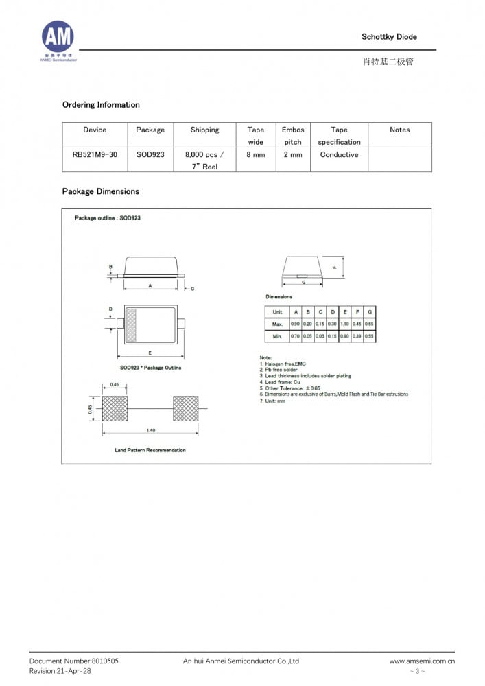 RB521M9-30 datasheet page 3