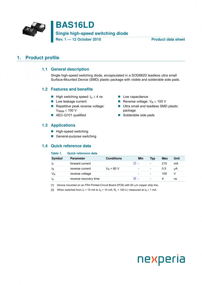 BAS16LD datasheet page 1