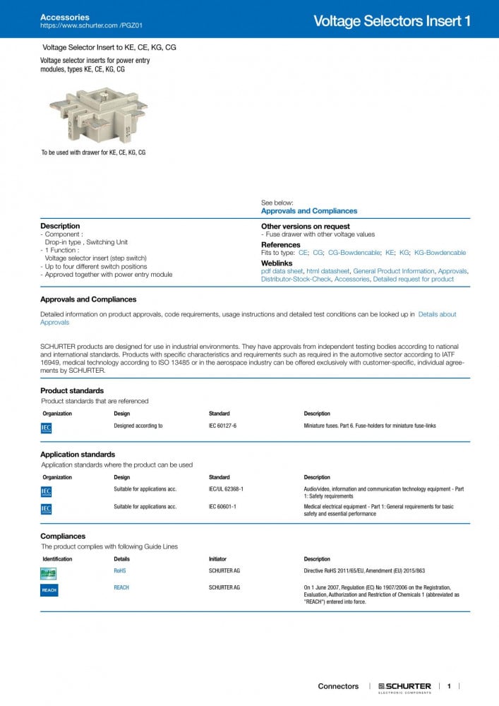 SCHURTER 4305.0048.01 documentation page 1