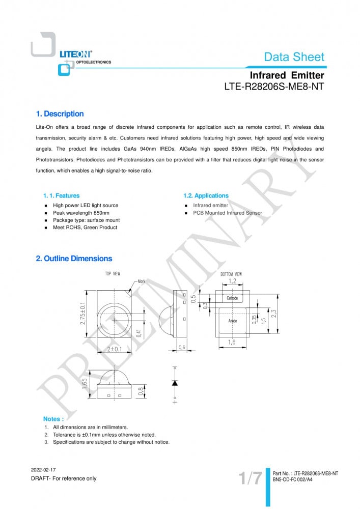 LTE-R28206S-ME8-NT datasheet page 1