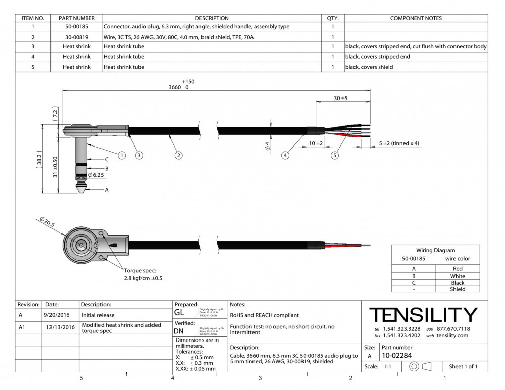 Technical drawing for Tensility International model 10-02284
