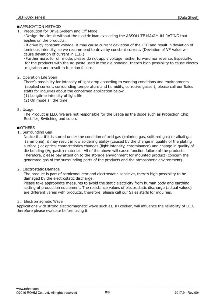 ROHM SLR-332 series datasheet page 8