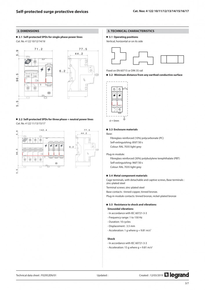 Legrand technical document, page 3