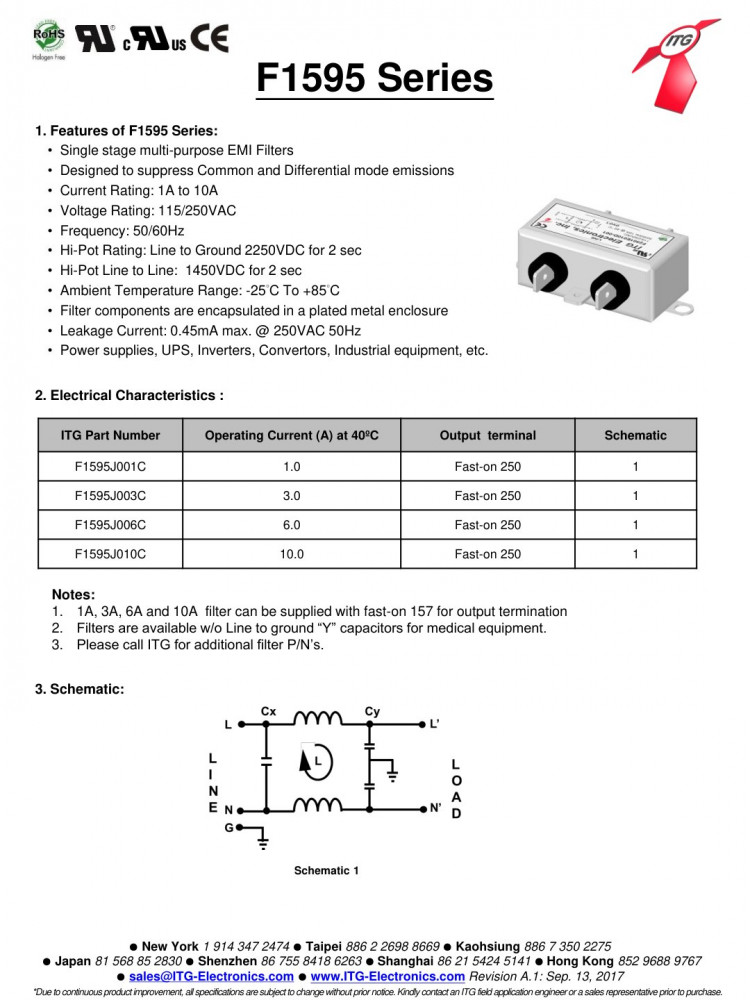F1595 series datasheet page 1