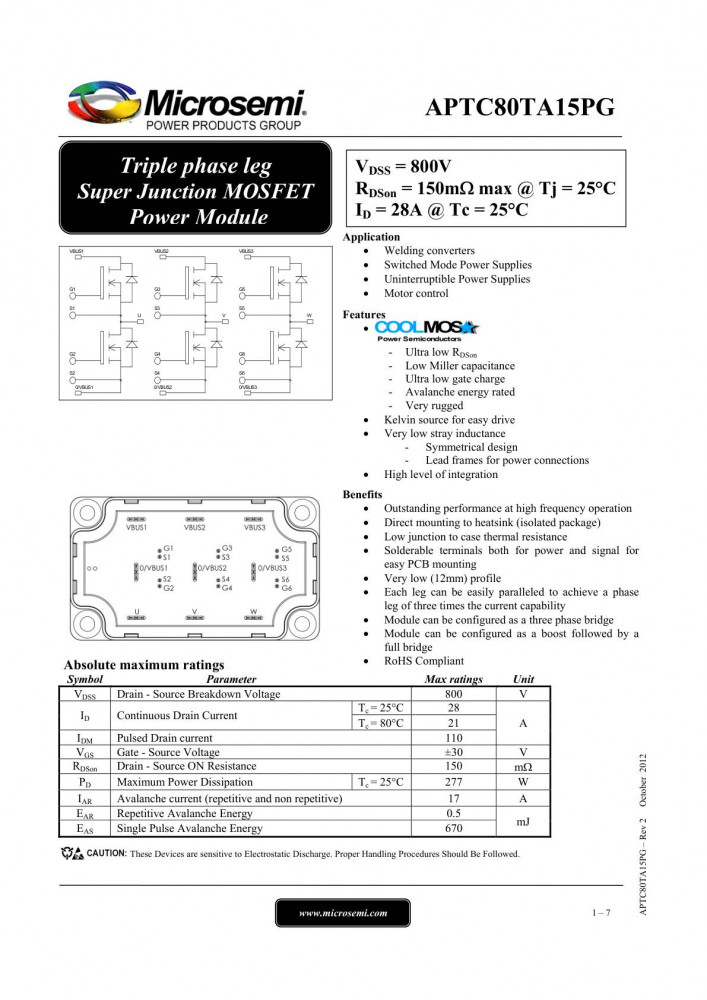 APTC80TA15PG technical document page 1