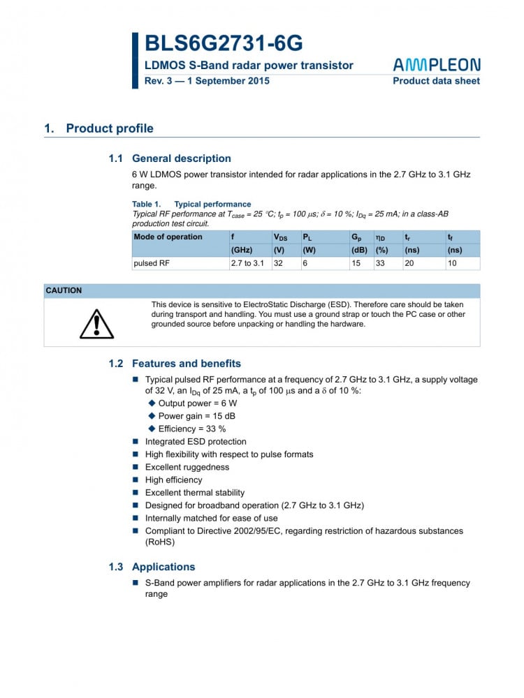 BLS6G2731-6G datasheet page 1
