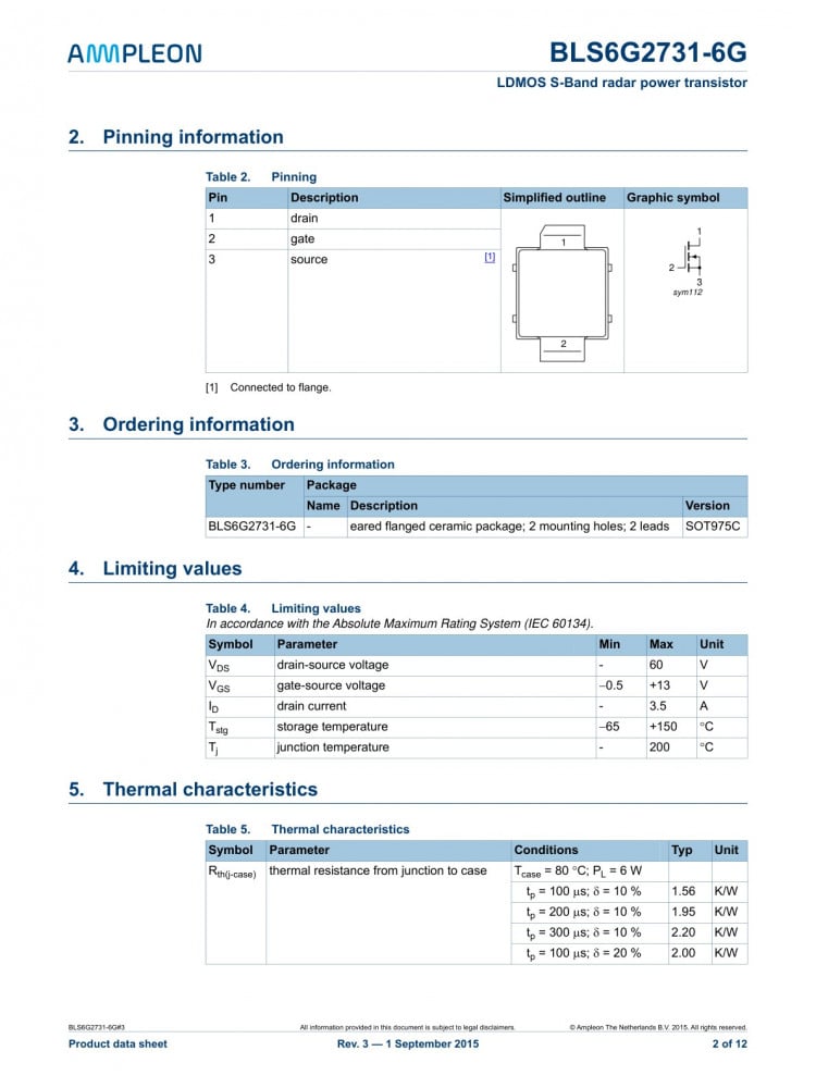 BLS6G2731-6G datasheet page 2