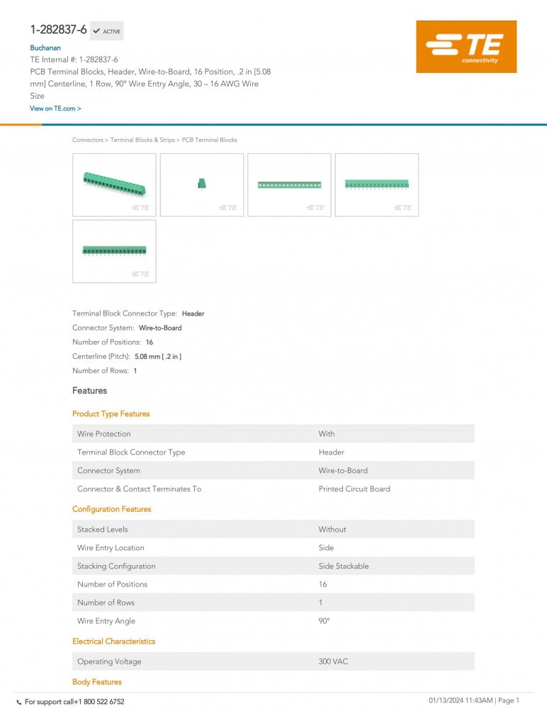 TE Connectivity 1-282837-6 technical document page 1