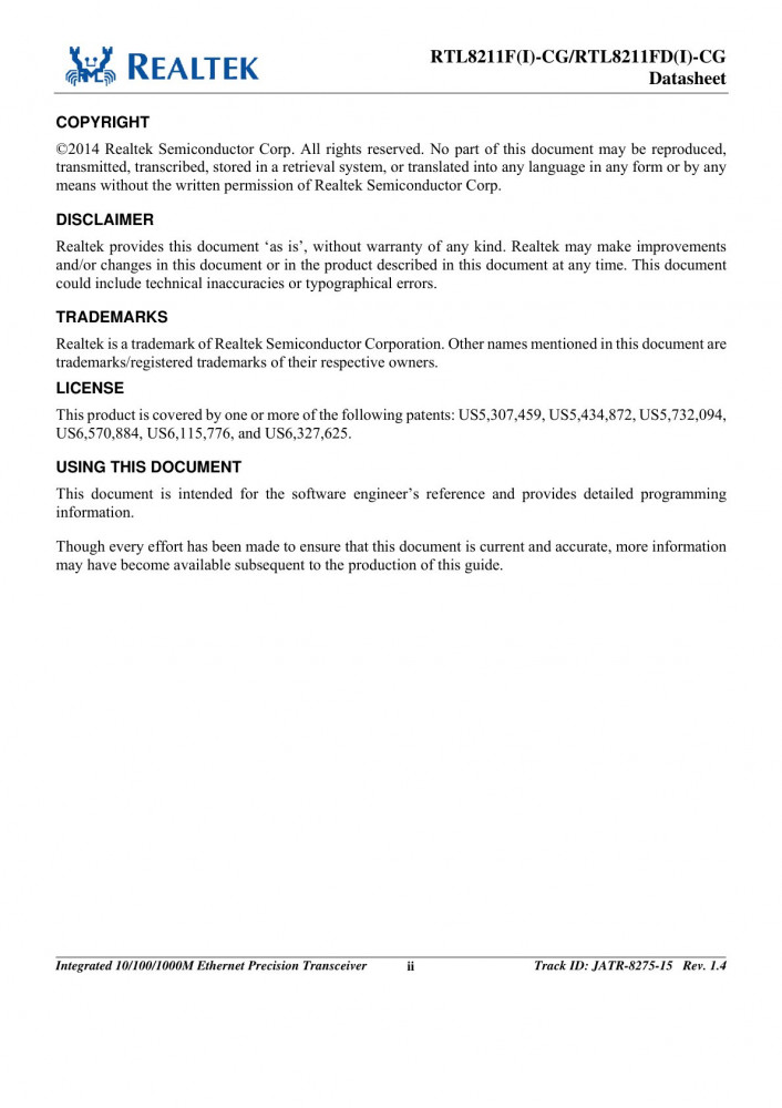 RTL8211F-CG datasheet page 2