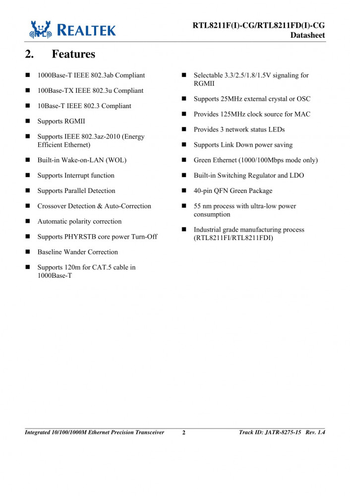 RTL8211F-CG datasheet page 9