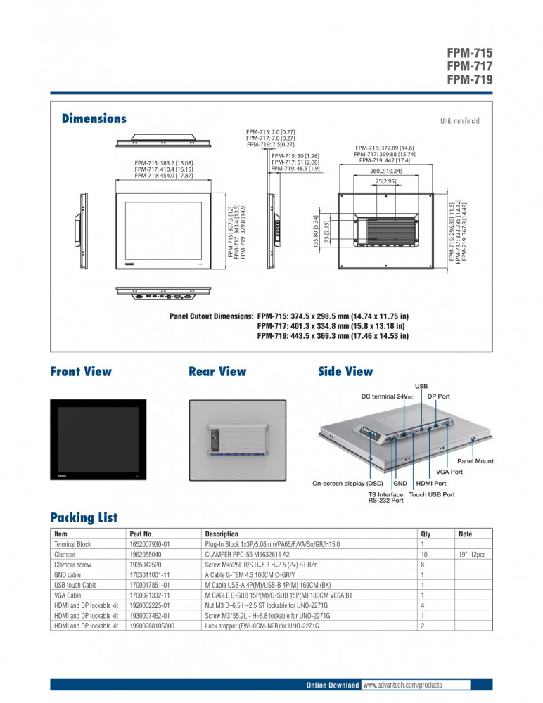 ADVANTECH FPM-719 documentation page 2