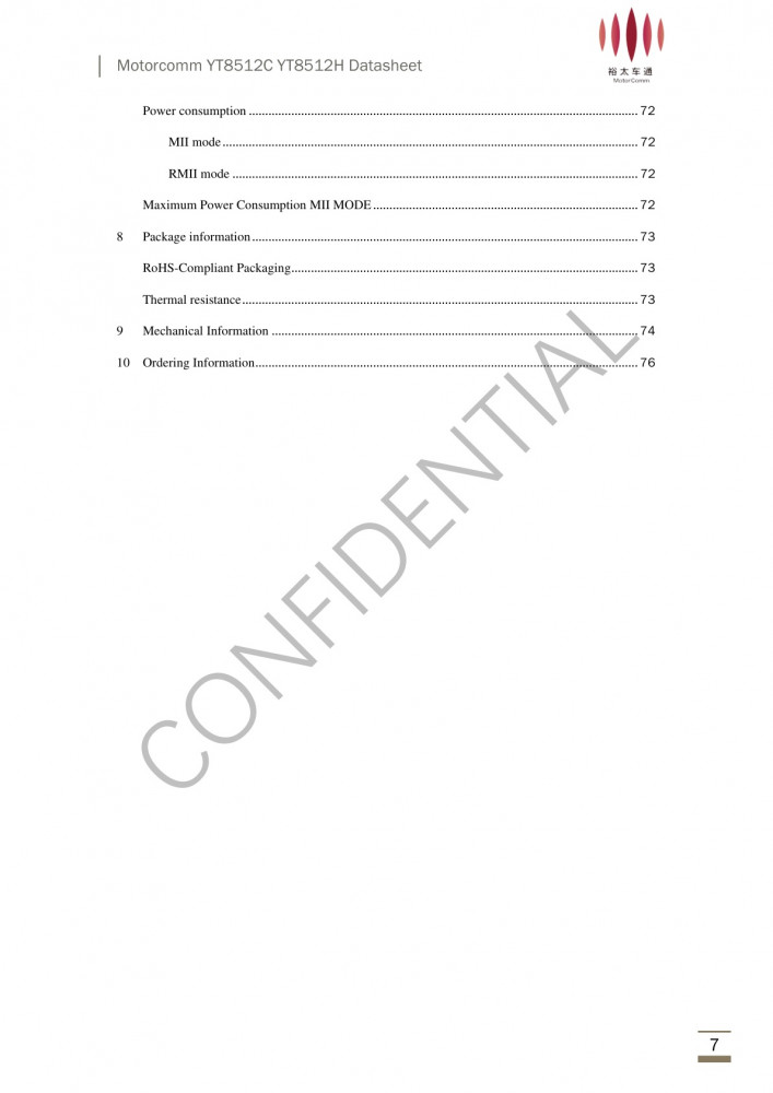 YT8512C datasheet page 8
