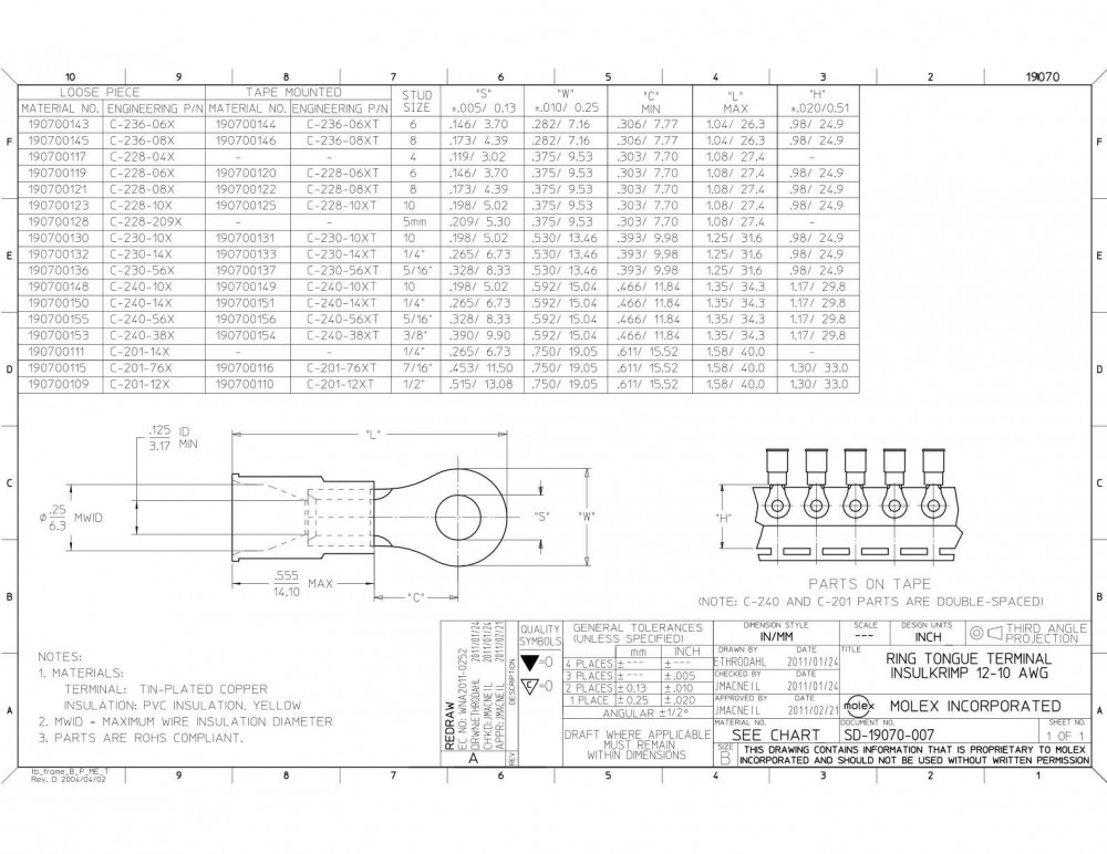 MOLEX 0190700132 technical document preview