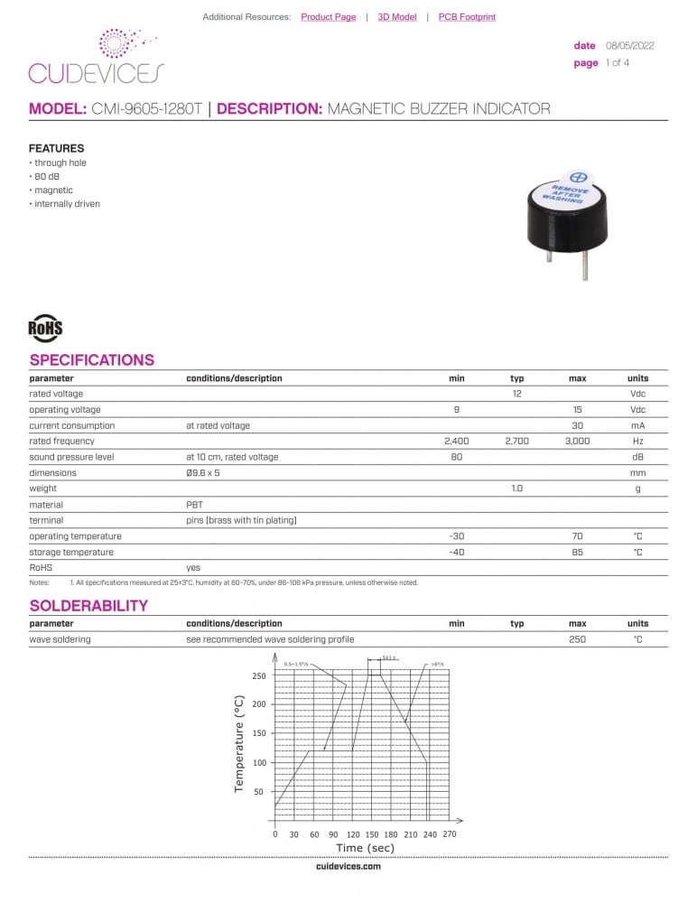 CMI-9605-1280T datasheet page 1