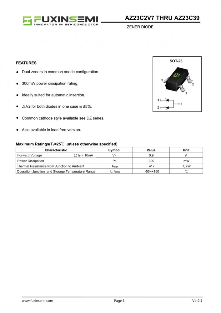 AZ23C33 datasheet page 1