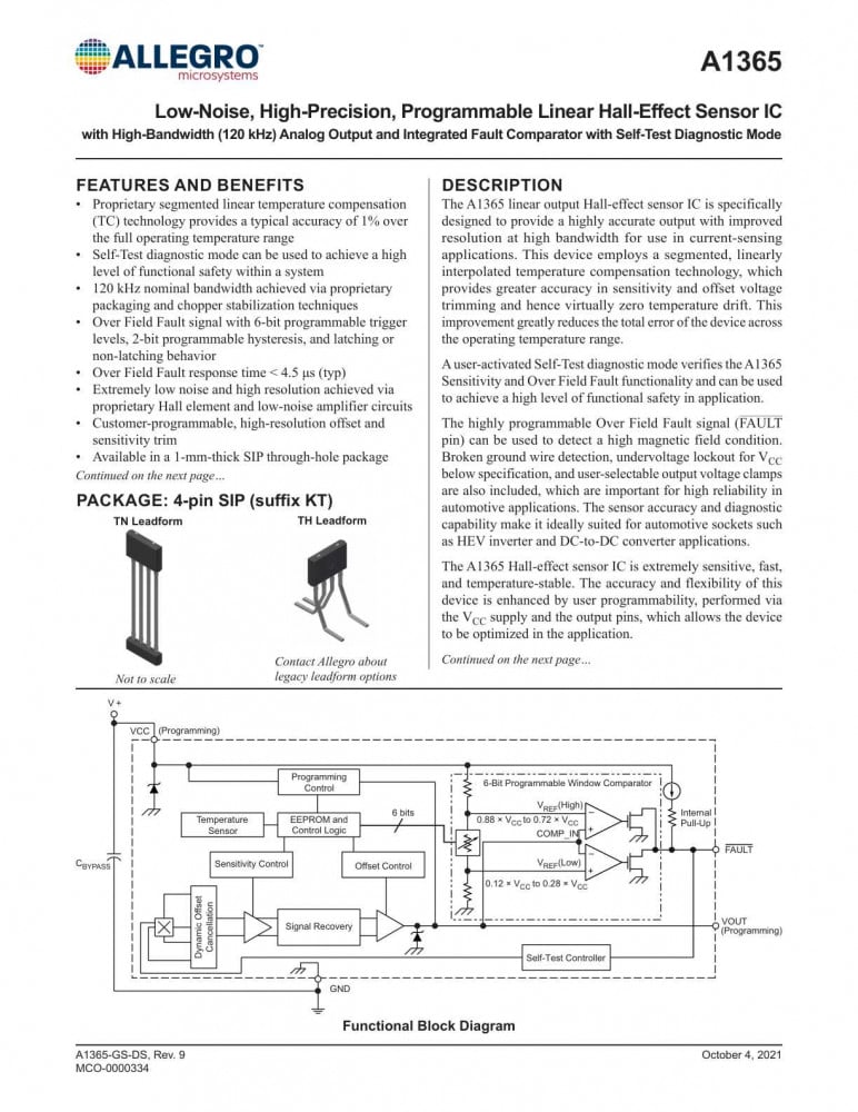 A1365 datasheet page 1