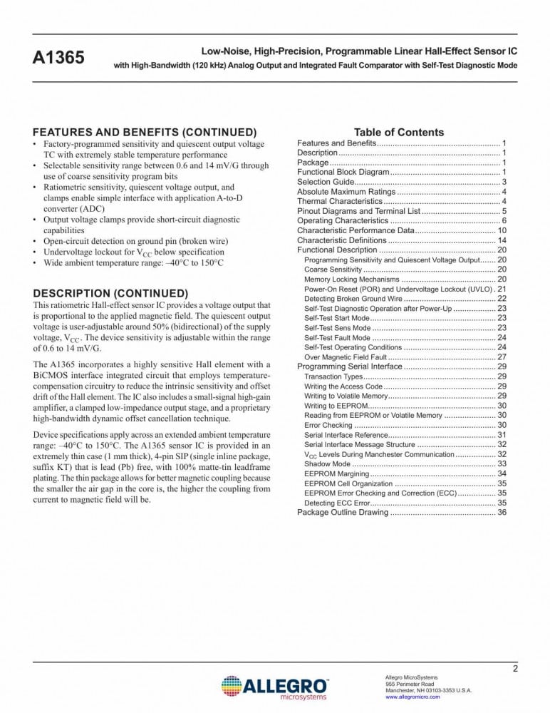 A1365 datasheet page 2