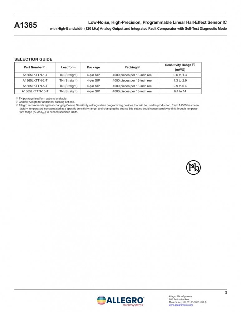 A1365 datasheet page 3