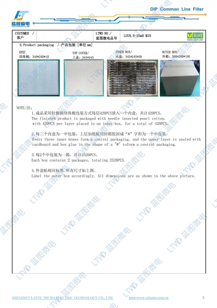 LUU9.8-25mH specification approval document page 3