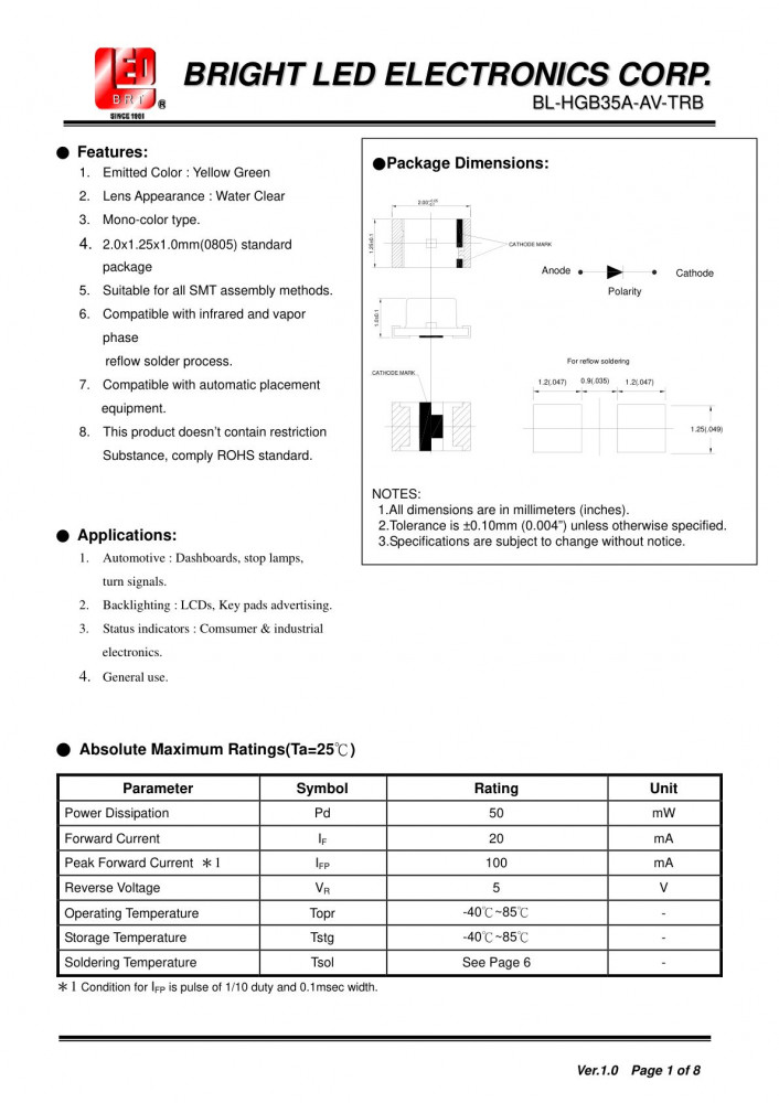 BL-HGB35A-AV-TRB product document page 1