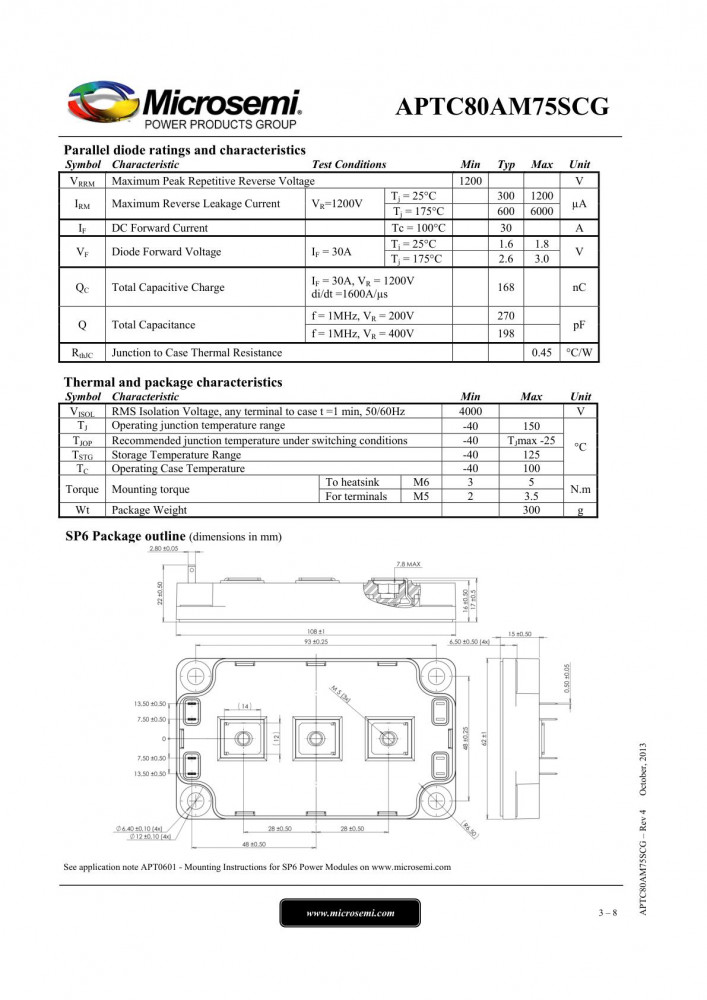 APTC80AM75SCG technical document page 3