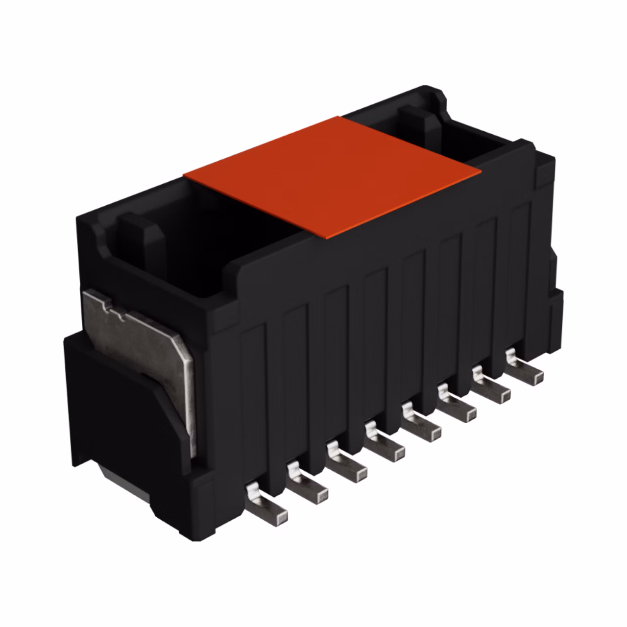 Micro-One Wire-to-Board Header, Vertical, 2.00mm Pitch, Single Row, Glow-Wire Capable, Surface Mount, 8 Circuits, Gold Plating, Black, Potting Capability, with Cover Tape for sale