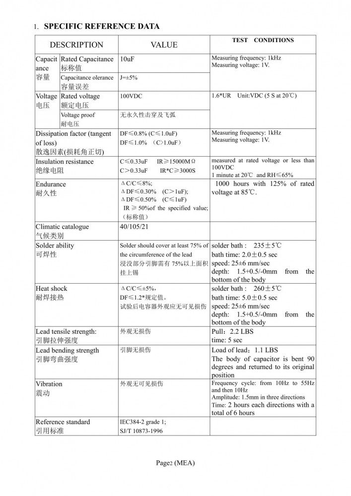 MEA106J100D03 specification page 2