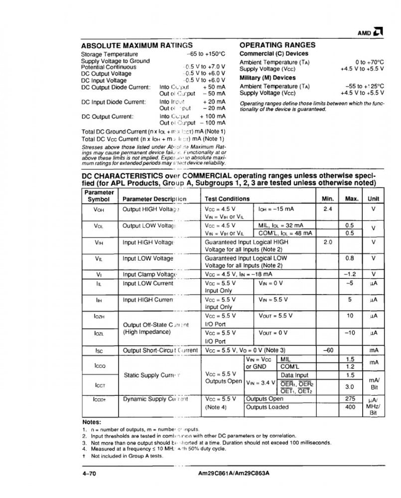 Am29C863A datasheet page 9