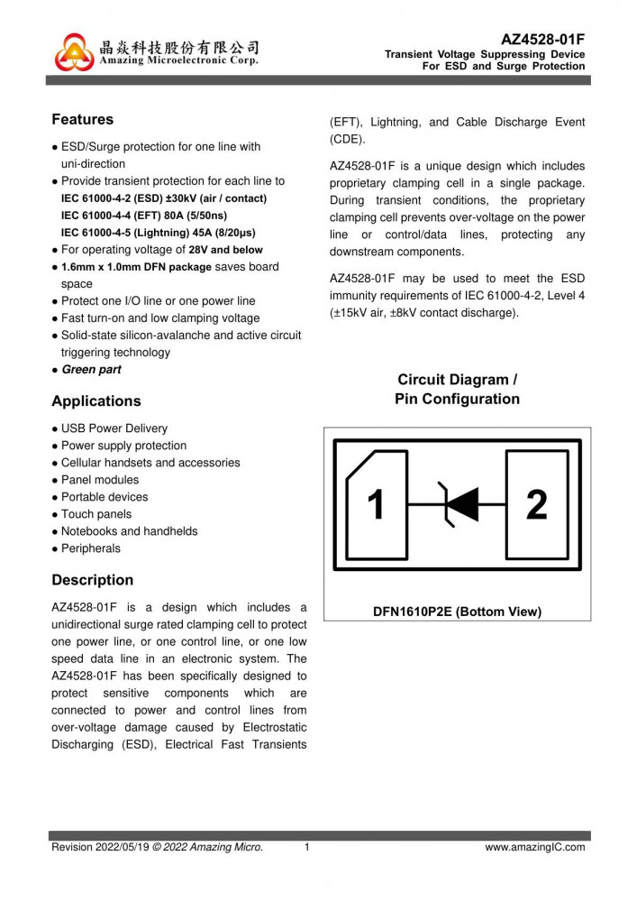 AZ4528-01F datasheet page 1
