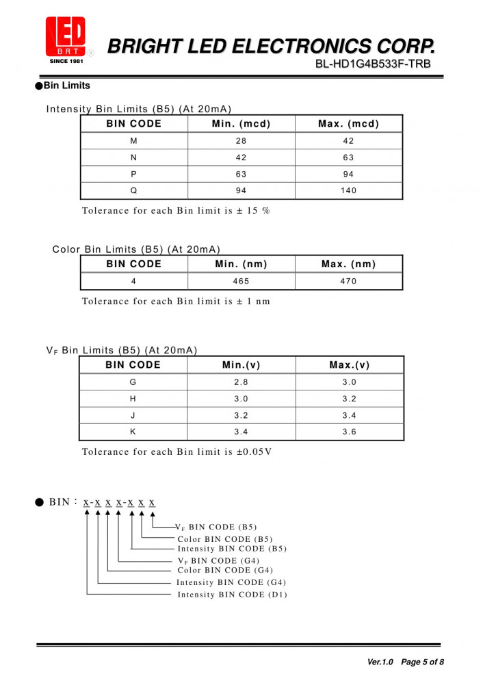 BL-HD1G4B533F-TRB datasheet page 5