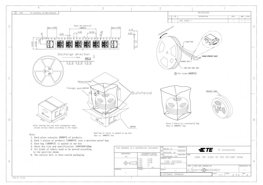 TE Connectivity 2494821-1 controlled drawing page 2