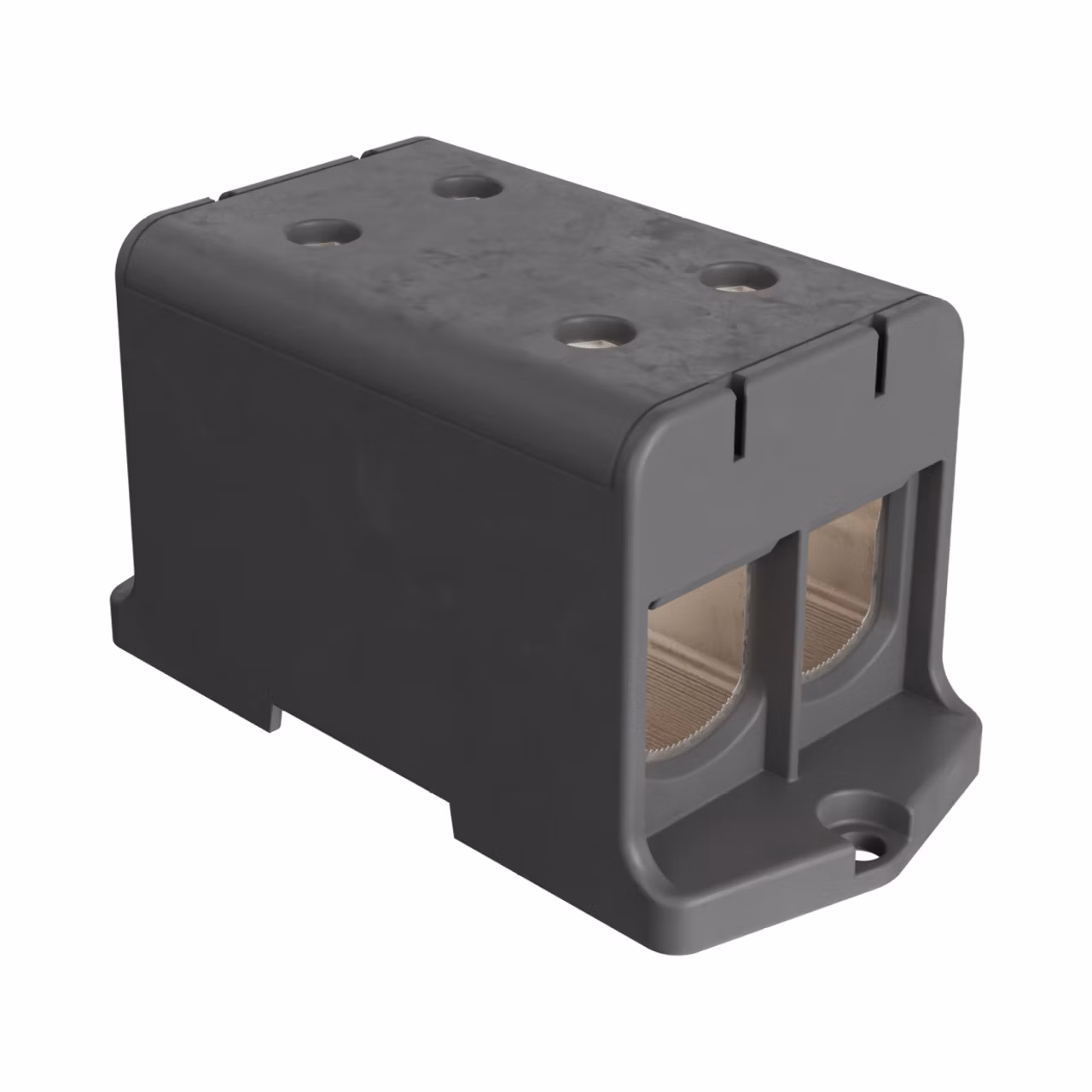 High Current Universal Clamp Tapping Terminal Block, Screw Mount, 380.0A  / 600V, Grey Housing and Cover, 1 Circuit, 4 Terminations for sale
