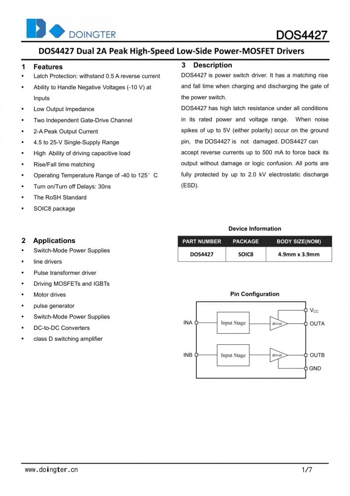 DOS4427 datasheet page 1
