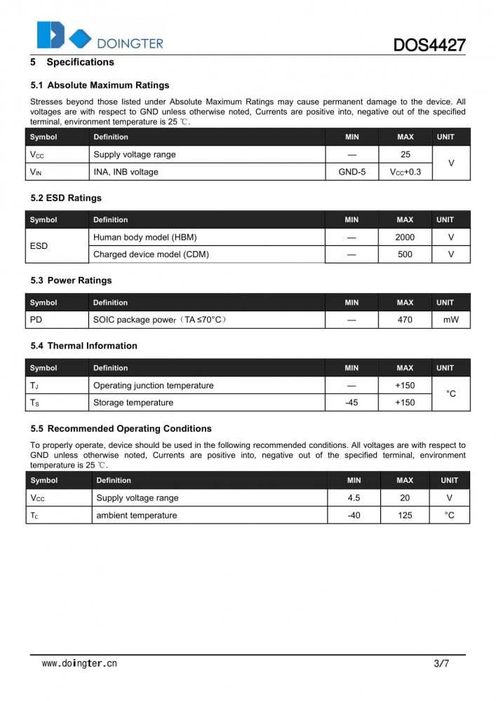 DOS4427 datasheet page 3
