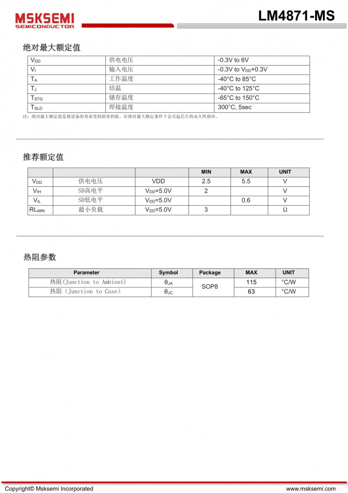 LM4871-MS datasheet page 4