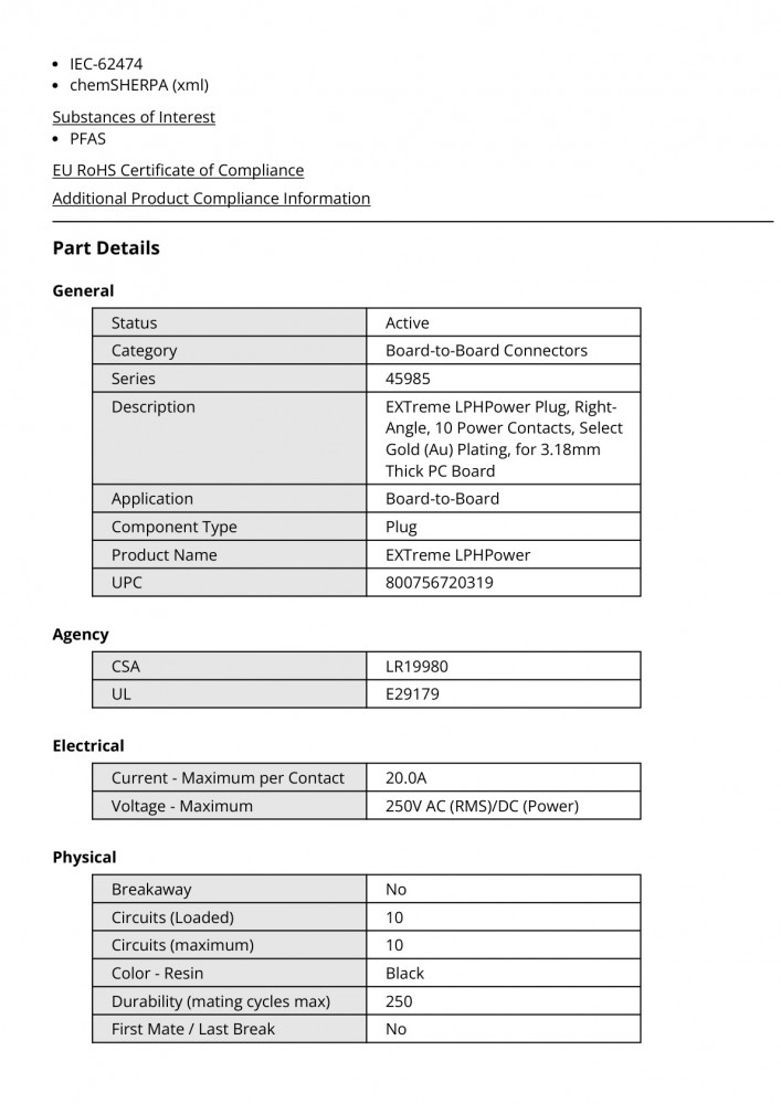 Technical document page 2 for MOLEX 459851911