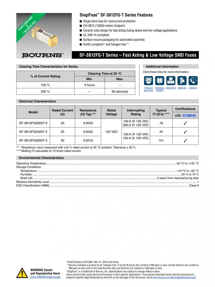 BOURNS SF-3812FG-T datasheet page 1