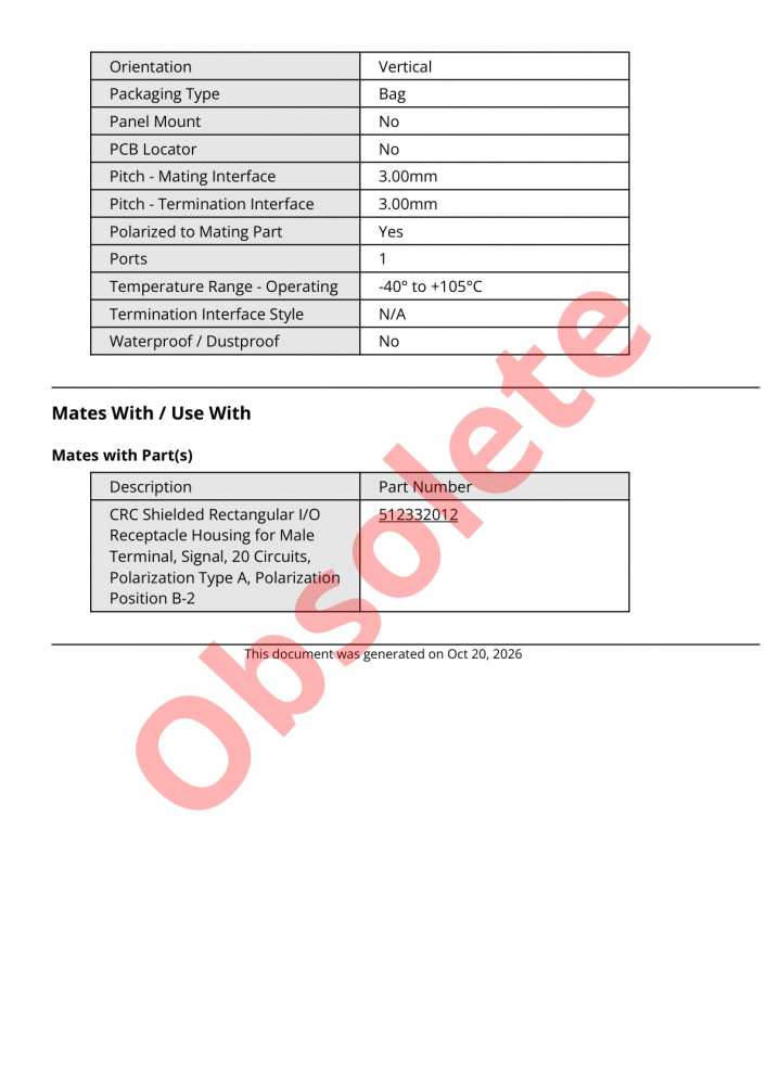 Technical document page 3 for MOLEX 543322002