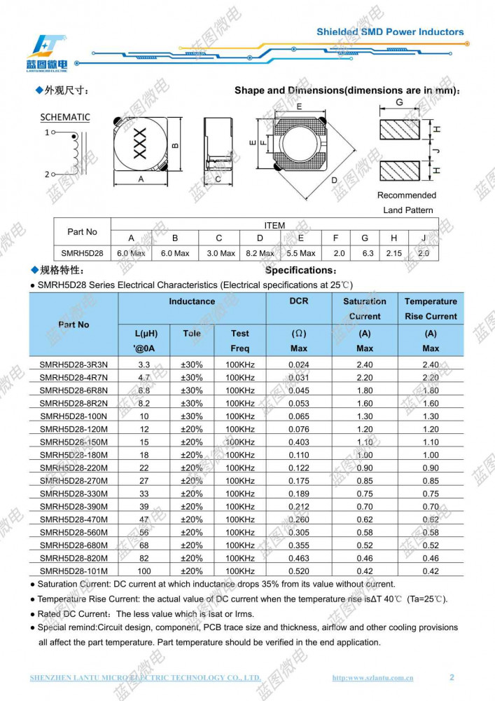 SMRH5D28 datasheet page 2