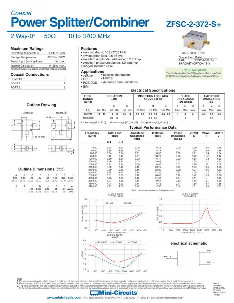 ZFSC-2-372-S+ technical document preview