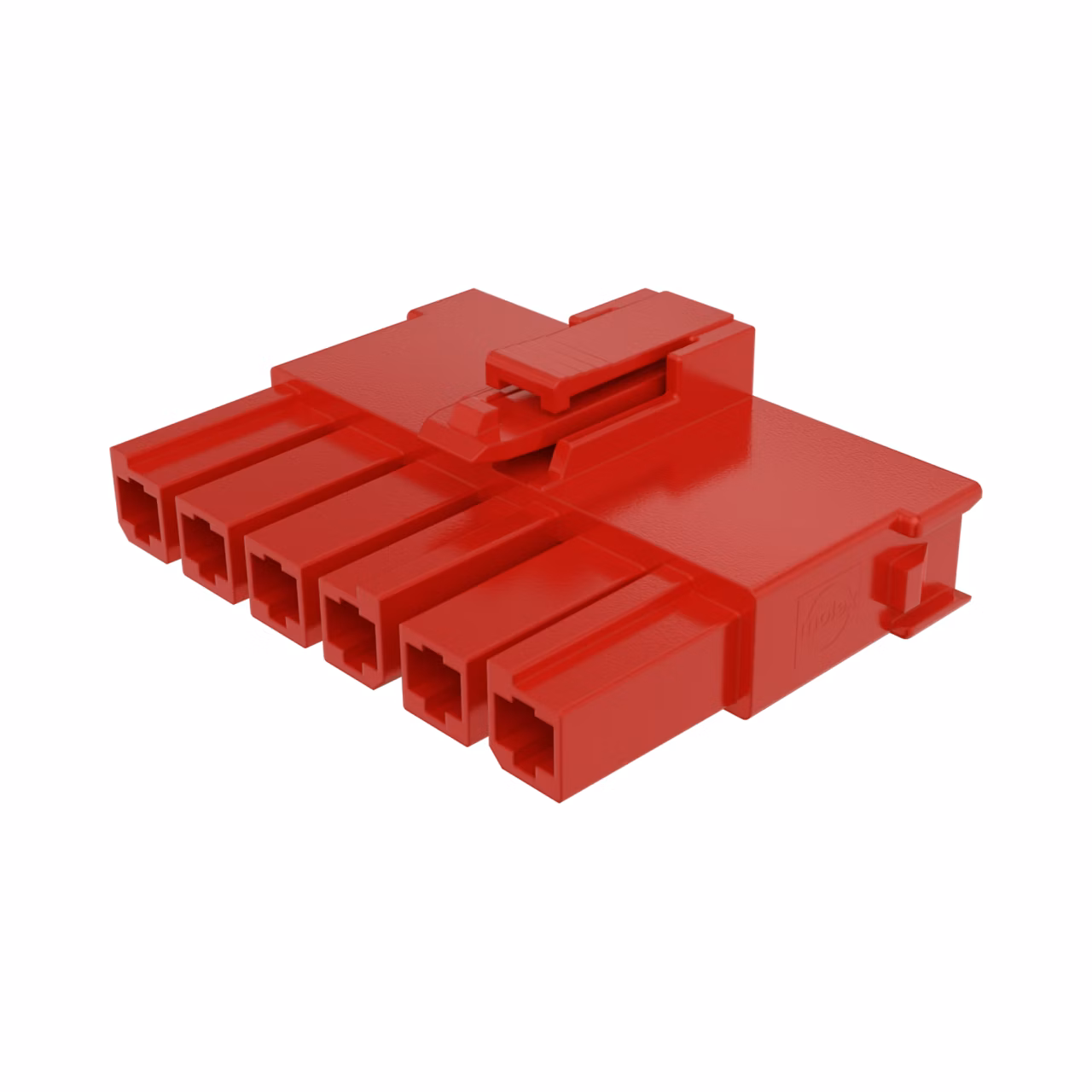Mega-Fit ColorLock Tangless TPA-Capable Receptacle Housing, Single Row, 6 Circuit, UL 94V-0, Glow-Wire Capable, Red for sale