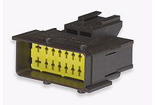 3.33mm / 6.00mm Pitch Hybrid Inline Female Housing, Right Slide Orientation, Dual Row, 16 Circuits, Brown