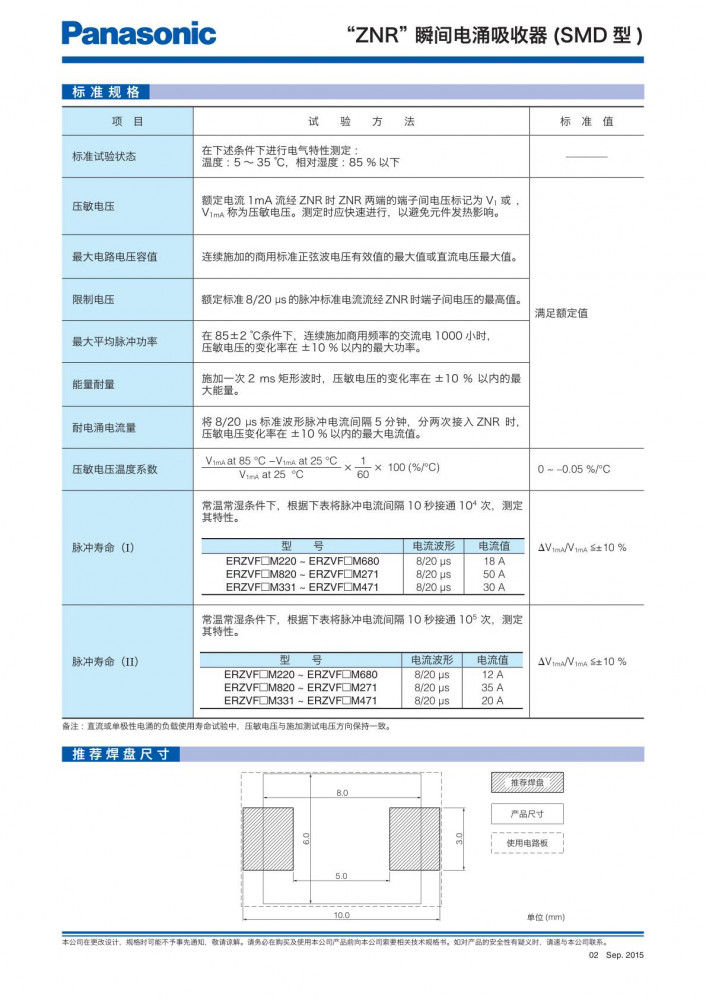 PANASONIC ZNR VF series document page 5