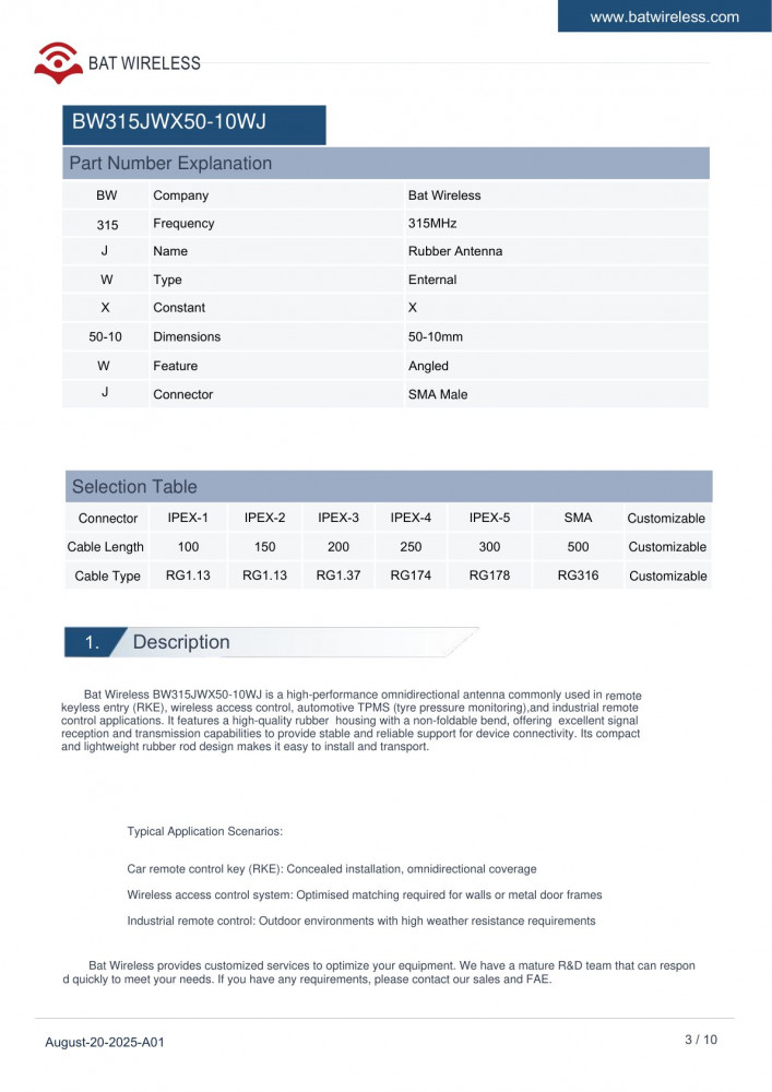 BW315JWX50-10WJ datasheet page 3