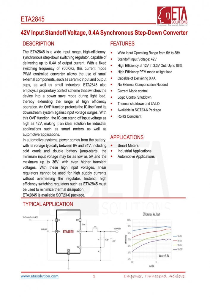 ETA2845S2G datasheet page 1