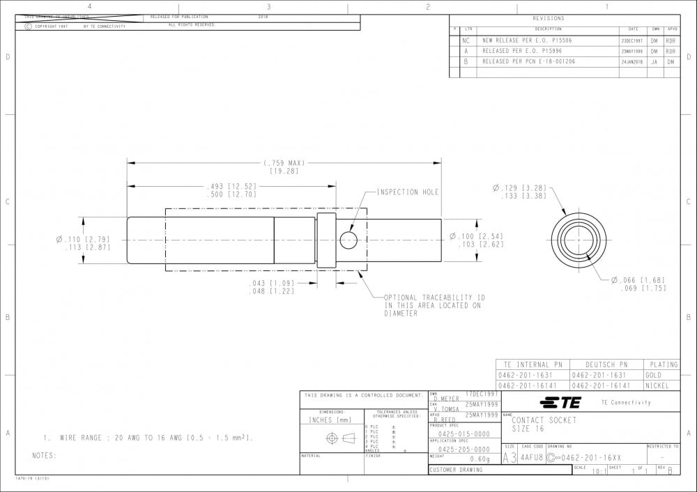 TE Connectivity 0462-201-1631 technical document preview