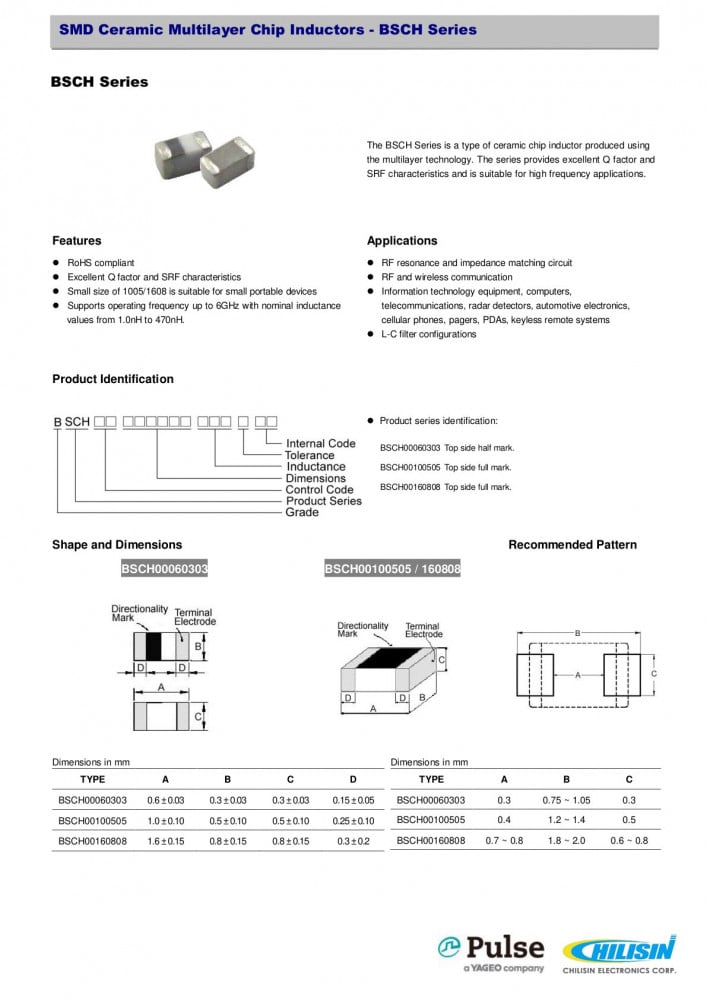 Chilisin BSCH datasheet page 1